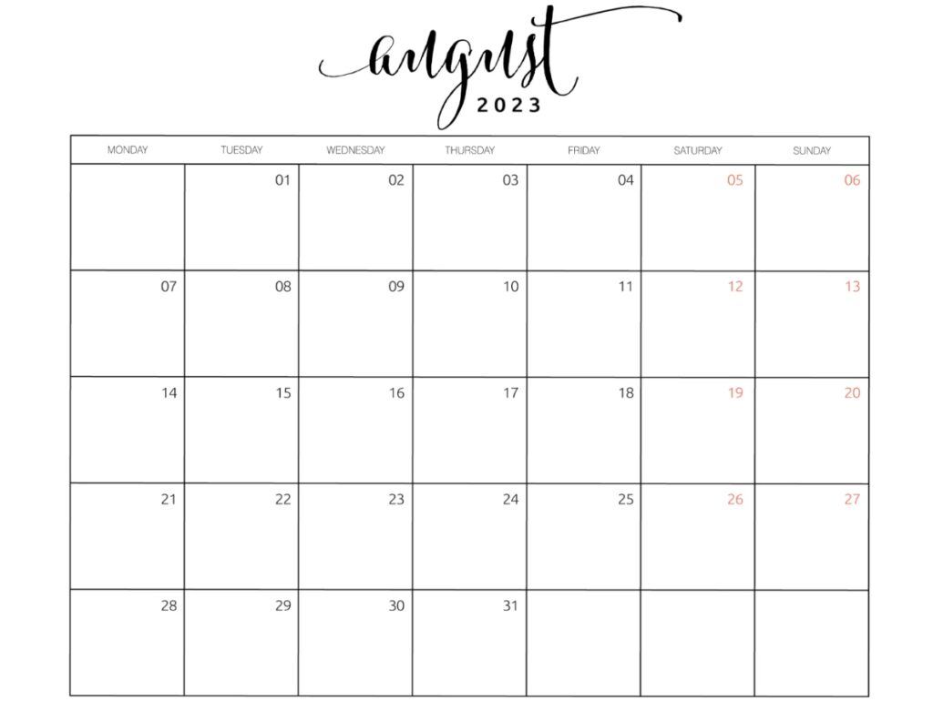 Free Printable August 2023 Calendars: Save It and Print It Whenever You ...