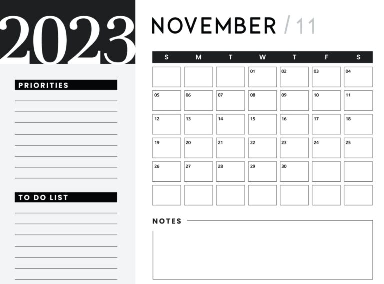 Free Printable November 2023 Calendars: Save It and Print It Whenever ...