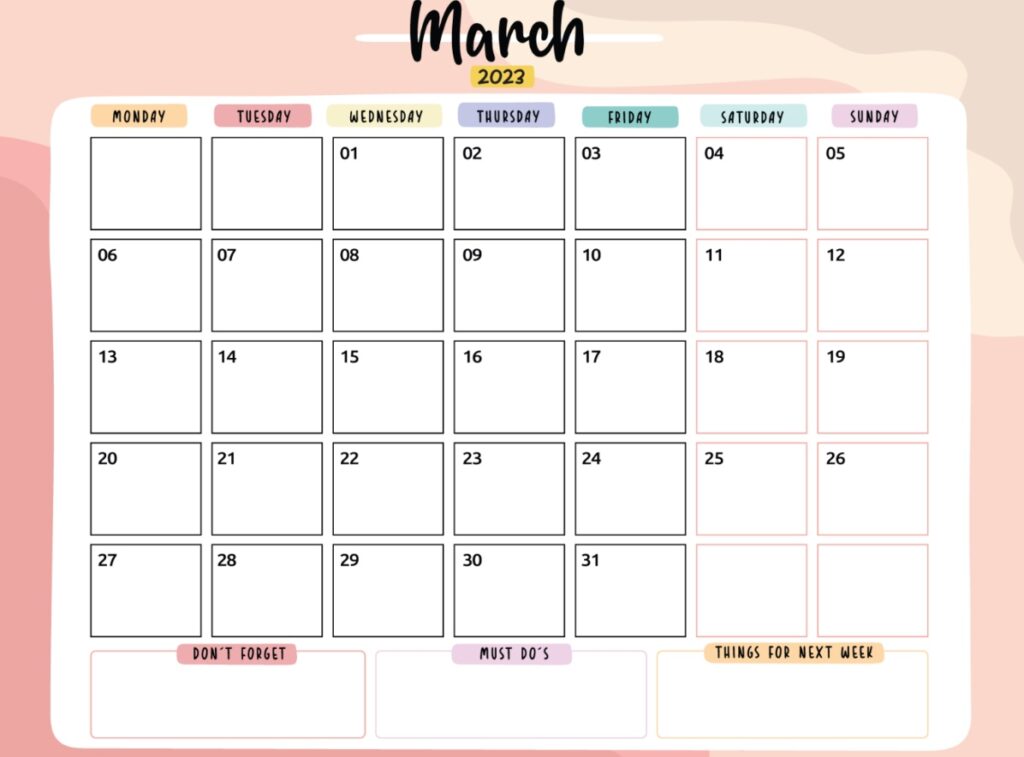 Free Printable March 2023 Calendars: Save It and Print It Whenever You Want - Inside The Hood