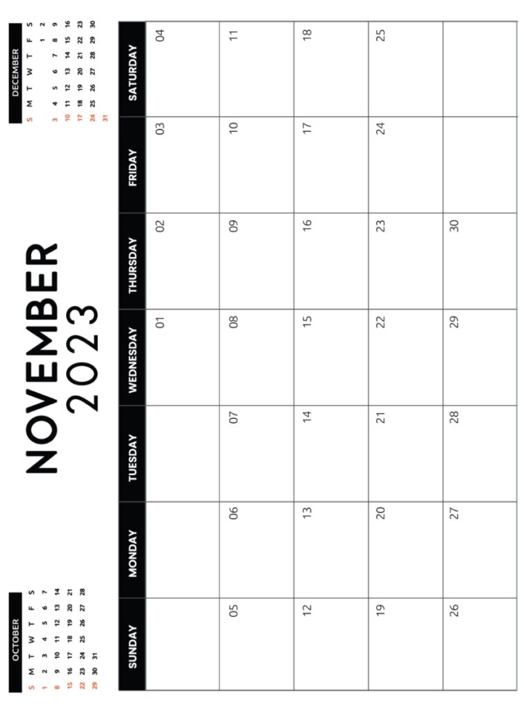 Free Printable November 2023 Calendars: Save It and Print It Whenever You Want - Inside The Hood